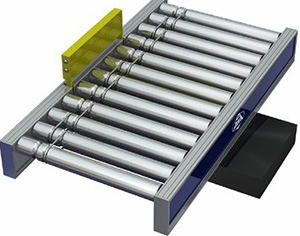 Painted Steel Motorised Roller Conveyor - Electric Vertical Blade Stop ...